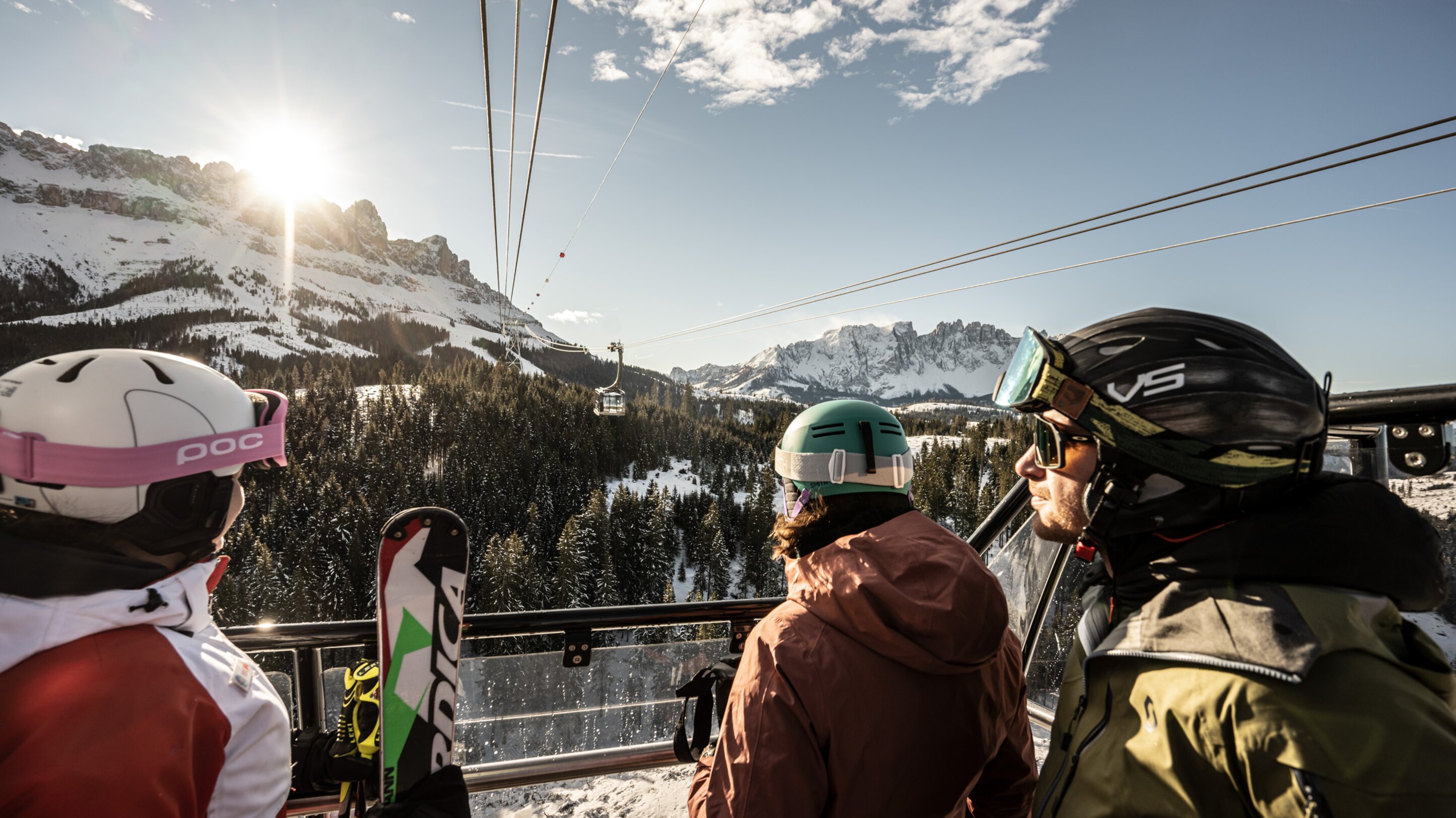 The Cabrio cable car in Tires in the Carezza hiking and ski area